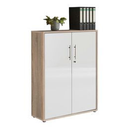 Mid.you Aktenschrank Office Edition, Sonoma Eiche, Wei&szlig;, Holzwerkstoff, 2 F&auml;cher, 84.5x114x33 cm, erweiterbar, in verschiedenen Gr&ouml;&szlig;en erh&auml;ltlich, abschlie&szlig;bar, Arbeitszimmer, Aktenschr&auml;nke