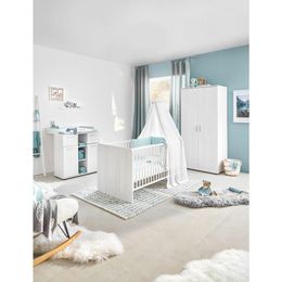 My Baby Lou Babyzimmer Chico, Wei&szlig;, Holzwerkstoff, 2 F&auml;cher, 2 Schublade(n) Schubladen, zum Juniorbett umbaubar, Lattenrost inklusive, Schlupfsprossen, Babym&ouml;bel, Babyzimmer-Sets