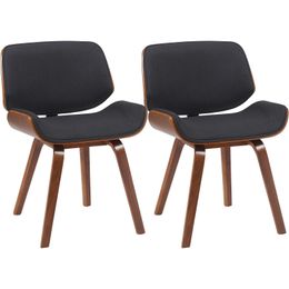 CLP Esszimmerst&uuml;hle gepolstert 2er Set Beverley mit Stoffbezug, Polsterst&uuml;hle mit R&uuml;ckenlehne in Walnussoptik, K&uuml;chenst&uuml;hle im Retro Look