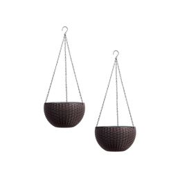 HTI-Living Blumenampel 2er Set Rattanoptik Braun