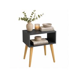 Vcm Beistelltisch Nachttisch mit offenem Ablagefach, 45 x 30 x 56 cm, Holzoptik, modernes Retro-Design - Singol M