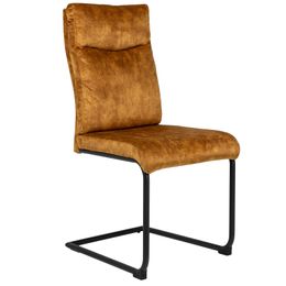 Riess Ambiente riess-ambiente Stuhl COMFORT - senfgelb Samt mit Komfortgriff Freischwinger