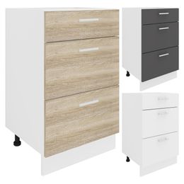 Vcm K&uuml;chenschrank Ma&szlig;e ca. H. 82 x B. 50 x. T. 46 cm Unterschrank mit drei Schubladen K&uuml;chenm&ouml;bel - Esilo
