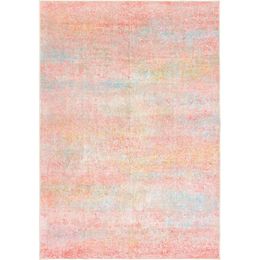Lindorug Vintage-Teppich Ondea Fiorith, Rosa, T&uuml;rkis, Dunkelgelb, Textil, Abstraktes, rechteckig, 160x230 cm, Oeko-Tex&reg; Standard 100, f&uuml;r Fu&szlig;bodenheizung geeignet, rutschfest, in verschiedenen Gr&ouml;&szlig;en erh&auml;ltlich, wasserabweisend, schmutzabweisend, Hausstauballergiker feuchtraumgeeignet, stuhlrollengeeignet, waschbar, pflegeleicht, strapazierf&auml;hig, rei&szlig;fest, rutschfeste Unterfl&auml;che, vegan, Teppiche 