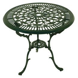DEGAMO Tisch in Jugendstil Optik 70cm rund, Aluguss dunkelgr&uuml;n