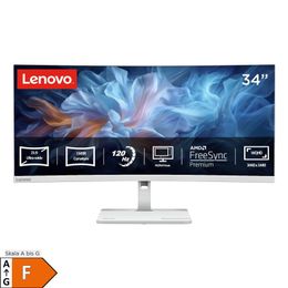 Lenovo Monitor L34W-4C, Cloud Grey, 34 Zoll, Curved, WQHD, 120 Hz, 1 ms (VA, HDR10, 2 x HDMI 2.1, 1 x DisplayPort 1.4, h&ouml;henverstellbar, AMD FreeSync Premium)