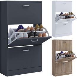 Vcm Holz Schuhschrank Ma&szlig;e: H. 105 x B. 59 x T. 22 cm 3 Klappen - Sipos L