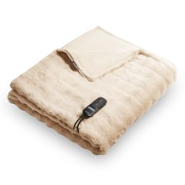 DUX duux Yentl Bubble Beige Heizdecke (9 Heizstufen, 160 Watt, 1-9 Stunden Timer, Maschinenw&auml;sche bei 30 &deg;C, &Uuml;berhitzungsschutz, Kunstfelloberfl&auml;che, 200 x 200 cm)