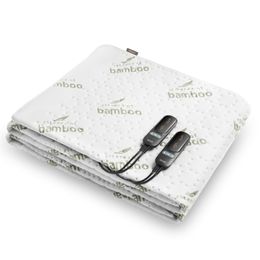 DUX duux Snooze Bamboo Wei&szlig; 155 x 200 W&auml;rmeunterbett (6 Heizstufen, 116 Watt, 2 separat regelbare Zonen, maschinenwaschbar bei 30 &deg;C, 1-9 Stunden Timer, &Uuml;berhitzungsschutz)