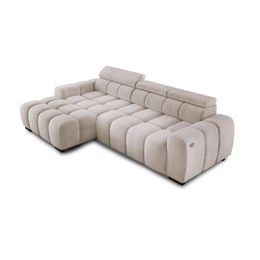 DomoHome Ecksofa, Beige, Textil, Rechteckig, 285x168 cm, Wohnzimmer, Sofas & Couches, Wohnlandschaften, Ecksofas