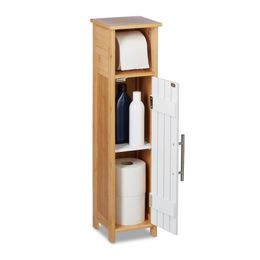 Relaxdays Toilettenpapierhalter, Hellbraun, Holz, Holzwerkstoff, 18x71x20 cm, Badaccessoires