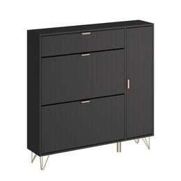 VICCO Schuhschrank, Schwarz, Holzwerkstoff, 3 Schubladen, Rechteckig, 108x107.5x23.5 cm, Garderobe, Schuhaufbewahrung, Schuhkipper