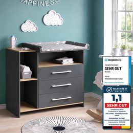 VICCO Wickelkommode, Anthrazit, Sonoma Eiche, Holzwerkstoff, 7 F&auml;cher, 3 Schubladen, Rechteckig, 113x100x53 cm, Babym&ouml;bel, Wickelkommoden & Zubeh&ouml;r, Wickelkommoden
