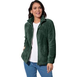 Damen Fleecejacke in Teddy-Optik moos, Gr&ouml;&szlig;e 36