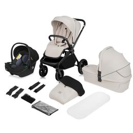 Lionelo Kinderwagenset Mika Plus 3 in 1, Beige, Textil, 3-teilig, 62x110x93 cm, Fu&szlig;st&uuml;tze abklappbar, 5-Punkte-Gurt,3-Punkt-Gurt,5-Punkt-Gurt, Gurtschoner, Sitz umsetzbar, Baby on Tour, Kinderwagen, Kombikinderwagen