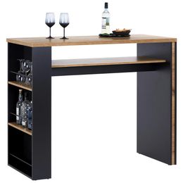 Milino Bartisch, Schwarz, Eiche, Holzwerkstoff, rechteckig, Wange, 55x110.5x138 cm, Stauraum, Esszimmer, Tische, Stehtische