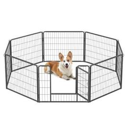 FEANDREA L-XXL Hundezaun 8 Platten transportabel grau 1,6 m, 1,6 m, 60 cm