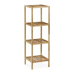 Relaxdays Badregal, Hellbraun, Holz, 35.5x113x35.5 cm, Badezimmer, Badezimmerregale, Badregale