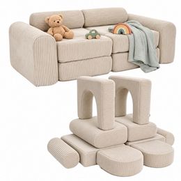 Relaxdays Kindersofa, Beige, Kunststoff, Textil, 108x32x50 cm, Kinderzimmer & Jugendzimmer, Kinderm&ouml;bel, Kindersitzm&ouml;bel & Kindertische, Kindersessel & Kindersofas