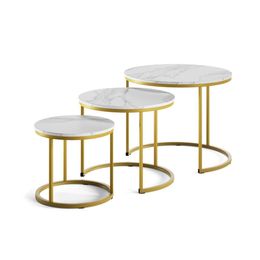 VICCO Couchtisch-Set, Wei&szlig;, Gold, Holzwerkstoff, Rund, 55x44.5x55 cm, Wohnzimmer, Wohnzimmertische, Couchtische