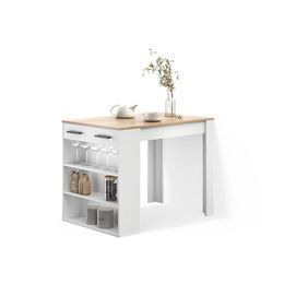 Livinity&reg; Esstisch, Sonoma Eiche, Wei&szlig;, Holzwerkstoff, 4-Sitzer, 3 F&auml;cher, 1 Schubladen, Rechteckig, 67x77.5x100 cm, Esszimmer, Barm&ouml;bel, Bartische