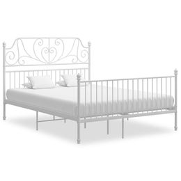 vidaXL Bettgestell, Wei&szlig;, Naturmaterialien, 140x200 cm, Schlafzimmer, Betten