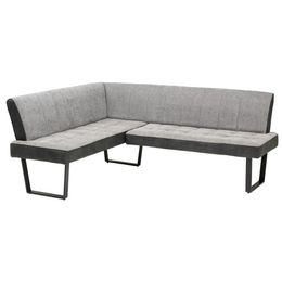 Mid.you Eckbank, Schwarz, Hellgrau, Metall, Textil, 3-Sitzer, L-Form, 200-160x86x70 cm, Esszimmer, B&auml;nke, Eckb&auml;nke