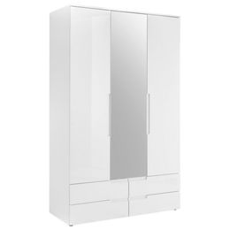 Mid.you Dreht&uuml;renschrank, Wei&szlig;, Glas, Holzwerkstoff, 4 F&auml;cher, 4 Schublade(n) Schubladen, 126.8x208x57 cm, Blauer Engel, BQ - B&uuml;ndnis f&uuml;r Qualit&auml;t, Made in Germany, Schrankfront mit Spiegel, Schlafzimmer, Kleiderschr&auml;nke, Kleiderschr&auml;nke mit Spiegel