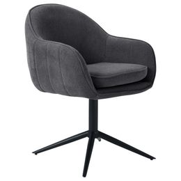 Livetastic Armlehnstuhl, Schwarz, Holz, Metall, Textil, Pappel, Sperrholz, Sternfu&szlig;, 60x81x62 cm, Esszimmer, St&uuml;hle, Esszimmerst&uuml;hle, Armlehnenst&uuml;hle