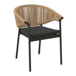 Dieter Knoll Collection Dieter Knoll Stapelsessel, Natur, Schwarz, Metall, Kunststoff, Textil, F&uuml;llung: Schaumstoff, Rundrohr, 64x79.5x59 cm, Gartenm&ouml;bel, Gartenst&uuml;hle, Gartenst&uuml;hle stapelbar