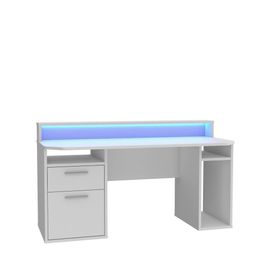 Mid.you Gamingtisch, Wei&szlig;, Metall, Kunststoff, Holzwerkstoff, 1 Schublade(n) Schubladen, rechteckig, 160x91x72 cm, Kabeldurchlass, Stauraum, Regal, Arbeitszimmer, Schreibtische, Gaming-Tische