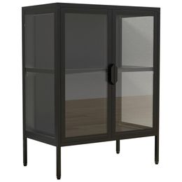 Mid.you Vitrine Floka, Schwarz, Metall, Glas, 1 F&auml;cher, 60x80x35 cm, stehend, Wohnzimmer, Wohnw&auml;nde, Vitrinenschr&auml;nke
