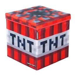 Minecraft Sitzbox Minecraft, Grau, Rot, Schwarz, Textil, Karton, Gaming, 30x30x30 cm, faltbar, als Aufbewahrungsbox verwendbar, Stauraum, Wohnzimmer, Hocker, Sitzw&uuml;rfel