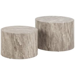 Mid.you Couchtischset, Grau, Holzwerkstoff, 2-teilig, zylindrisch, 58-50x40-33x58-50 cm, FSC Mix, Wohnzimmer, Wohnzimmertische, Satztische