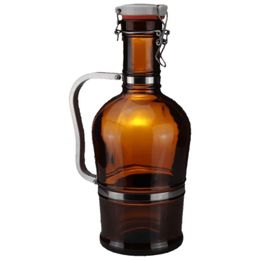 ich-zapfe Biersiphon 2L, Braun - Glaskaraffe f&uuml;r Selbstgebrautes Bier - Stilvolle Pr&auml;sentation & Einfaches Abf&uuml;llen