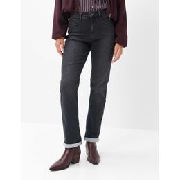 Brax Damen Five-Pocket-Hose Style CAROLA USED DARK GREY, denim dunkelgrau, Gr. 46