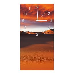 Wallario Uhr 20 x 20 cm, wei&szlig;e Zeiger Sahara W&uuml;ste II - Sandd&uuml;nen im Sonnenuntergang