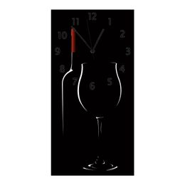 Wallario Uhr 30 x 60 cm, wei&szlig;e Zeiger Rotwein bei Nacht