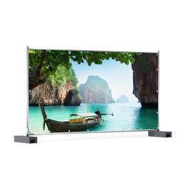 Wallario Gartenposter ca. 100 x 150 cm Fischerboot in Thailand blaues Meer und Steinfelsen