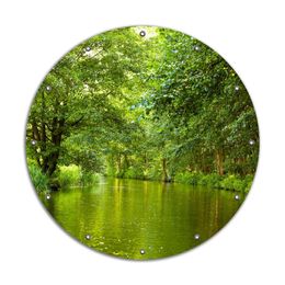 Wallario Gartenposter ca. 120 x 180 cm Spreewald in Brandenburg gr&uuml;ne W&auml;lder und Spiegelungen im Wasser
