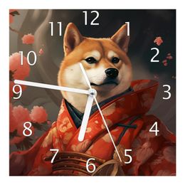 Wallario Uhr 30 x 60 cm, wei&szlig;e Zeiger Samurai Shiba