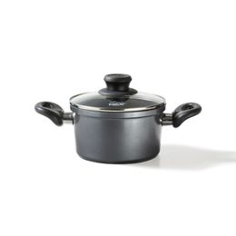 Stoneline Kochtopf 16 cm, mit Deckel, Induktion, Aluguss, beschichtet mit echten Steinpartikeln, grau, beschichteter Kochtopf Induktion 16cm Durchmesser, antihaftbeschichtet