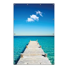 Wallario Gartenposter ca. 80 x 120 cm Steg am tropischen Meer