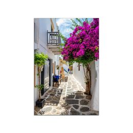 Wallario Gartenposter ca. 100 x 150 cm Griechische Bl&uuml;tengasse