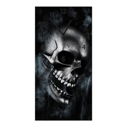 Wallario Uhr 30 x 60 cm, wei&szlig;e Zeiger Rauchende Sch&auml;del