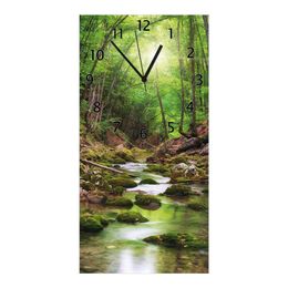 Wallario Uhr 30 x 60 cm, wei&szlig;e Zeiger Fluss im Wald