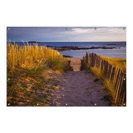 Wallario Gartenposter ca. 100 x 150 cm Weg durch die D&uuml;nen zum Meer an der K&uuml;ste