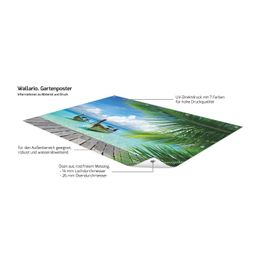 Wallario Gartenposter ca. 120 x 180 cm Sonnenboot in der Karibik
