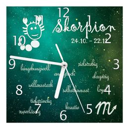 Wallario Uhr 20 x 20 cm, wei&szlig;e Zeiger Sternzeichen Skorpion