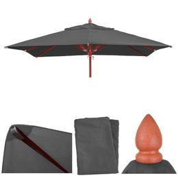 Ersatz-Bezug f&uuml;r Gastronomie Holz-Sonnenschirm MCW-C57, Sonnenschirmbezug Ersatzbezug, eckig 4x4m Polyester ~ anthrazit